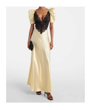 RODARTE Lace-trimmed Silk Charmeuse Gown - Nude