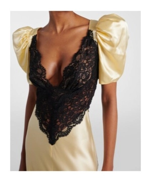 RODARTE Lace-trimmed Silk Charmeuse Gown - Nude