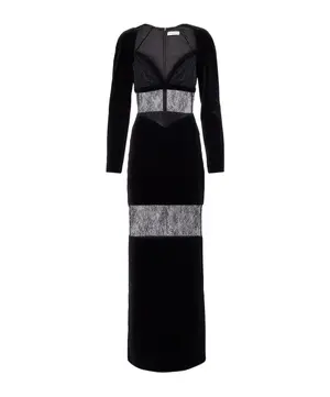 Nina Ricci Velvet And Lace Gown - Black