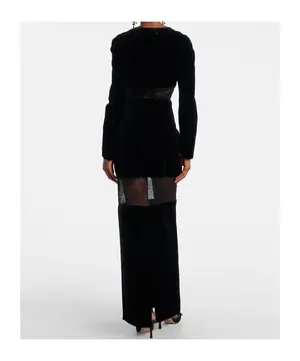 Nina Ricci Long Sleeve Velvet And Lace Gown