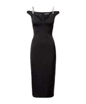 David Koma Crystal-embellished Satin Midi Dress - Black