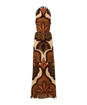 Johanna Ortiz Halterneck Printed Silk Maxi Dress - Brown