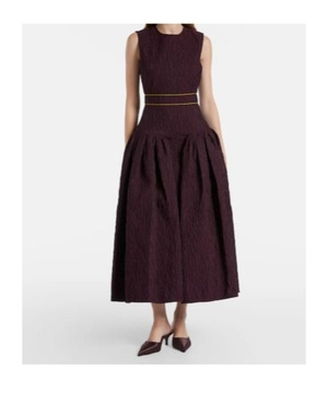 ROKSANDA Aya Smocked Cloque Midi Dress - Black