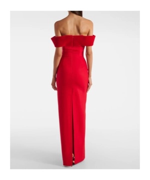 David Koma Velvet-trimmed Wool-blend Gown