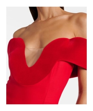 David Koma Velvet-trimmed Wool-blend Gown