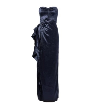 SAFIYAA LONDON Eymen Draped Crushed Satin Gown - Black