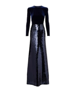 Monique Lhuillier Sequined Velvet Gown - Black