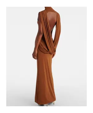 Nina Ricci High-neck Jersey Maxi Dress - Brown