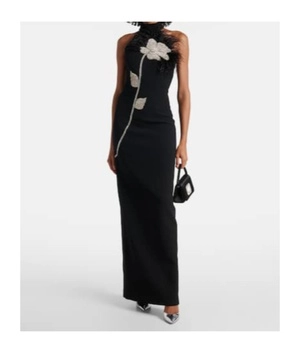 Rebecca Vallance Starlight Embellished Feather-trimmed Gown