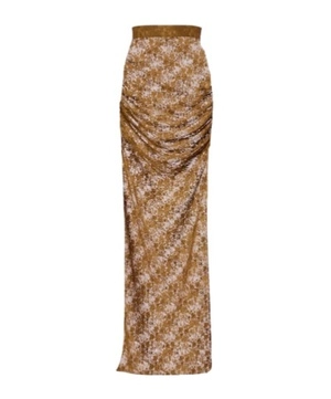Alex Perry Floral Sheer Lace Skirt - Brown