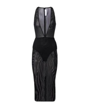 Alex Perry Sheer Midi Dress - Black