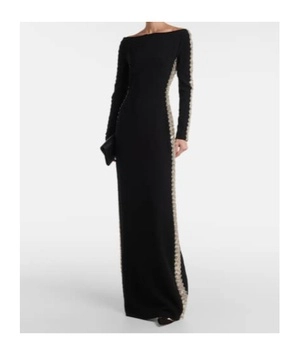 Jenny Packham Embellished Crepe Maxi Dress