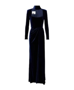 Monique Lhuillier Belted Velvet Gown - Black