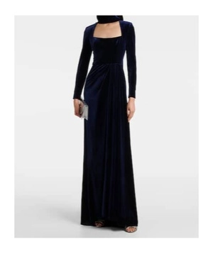 Monique Lhuillier Belted Velvet Gown