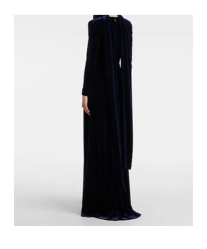 Monique Lhuillier Belted Velvet Gown