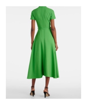 EMILIA WICKSTEAD Camilla Belted Wool Midi Dress - Green
