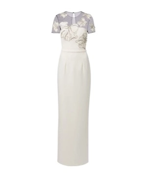 SAFIYAA LONDON Embellished Crêpe Gown - White