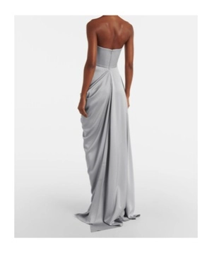 Alex Perry Draped Satin Crepe Bustier Gown