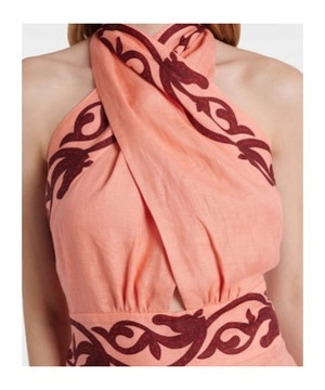 Johanna Ortiz Printed Linen Halterneck Maxi Dress - Pink