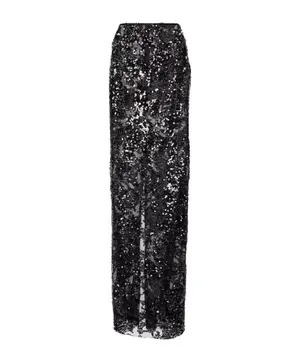 Victoria Beckham Sequined Tulle Maxi Skirt