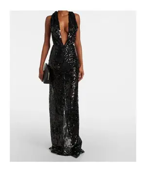 Victoria Beckham Sequined Tulle Maxi Skirt