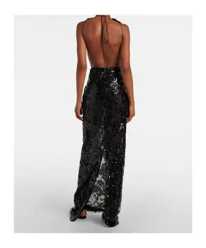 Victoria Beckham Sequined Tulle Maxi Skirt