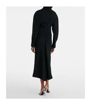 Victoria Beckham Gathered Midi Dress - Black