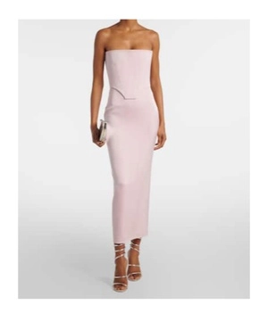 Alex Perry Draped Crepe Satin Corset Dress