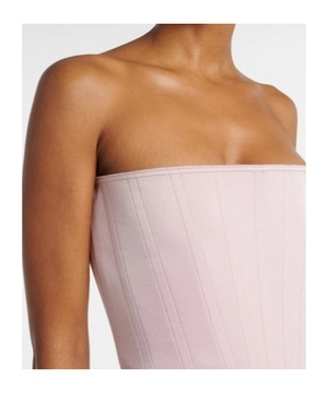 Alex Perry Draped Crepe Satin Corset Dress