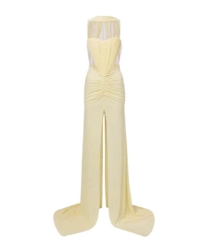 David Koma Ruched Halterneck Gown - Nude