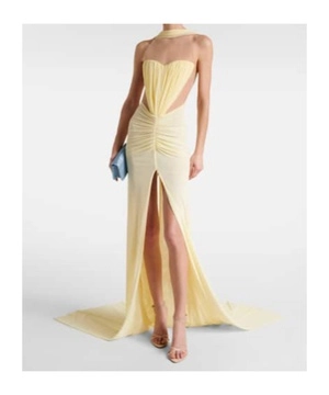 David Koma Ruched Halterneck Gown