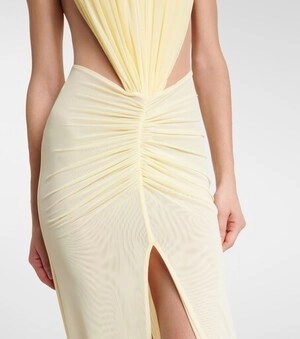 David Koma Ruched Halterneck Gown