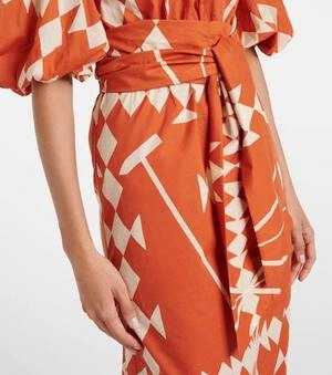 Johanna Ortiz Geometric Print Off-shoulder Midi Dress - Red