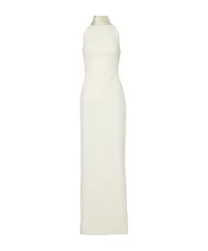 SAFIYAA LONDON Holliana Satin-trimmed Crepe Gown - White