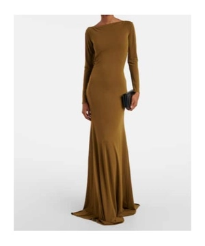 Alex Perry Draped Open-back Crêpe Jersey Gown - Brown