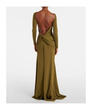 Alex Perry Draped Open-back Crêpe Jersey Gown - Brown