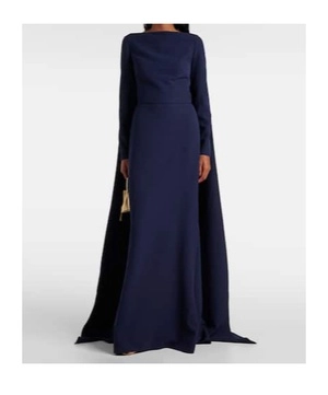 SAFIYAA LONDON Ginevra Caped Crepe Gown