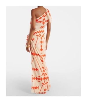 Johanna Ortiz Printed Cotton Poplin One-shoulder Midi Dress - Nude