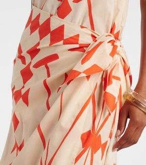 Johanna Ortiz Printed Cotton Poplin One-shoulder Midi Dress - Nude
