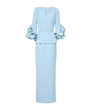 SAFIYAA LONDON Pleated Crepe Dress - Blue