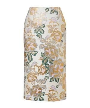 Carolina Herrera Floral Jacquard Midi Skirt - Nude