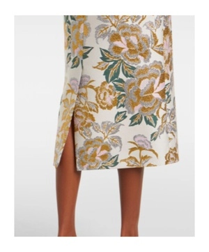 Carolina Herrera Floral Jacquard Midi Skirt
