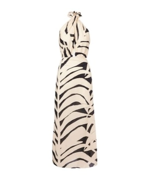 Johanna Ortiz Printed Cutout Halterneck Cotton Maxi Dress - Nude
