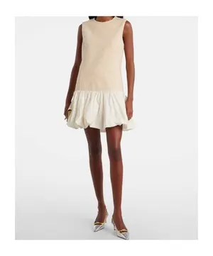 PATOU Sleeveless Tweed Mini Dress With Ruched Details - No