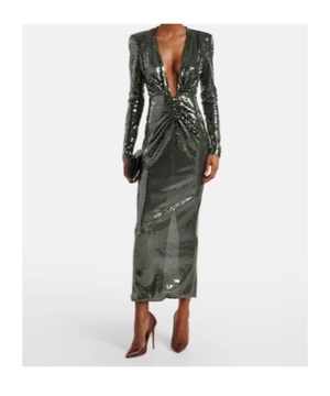 Alex Perry Gathered Sequined Gown