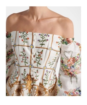 Camilla Floral Linen And Silk Bustier Dress
