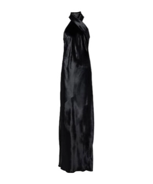 Galvan Pandora Halterneck Satin Gown - Black