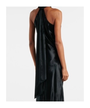 Galvan Satin Halterneck Gown - Black