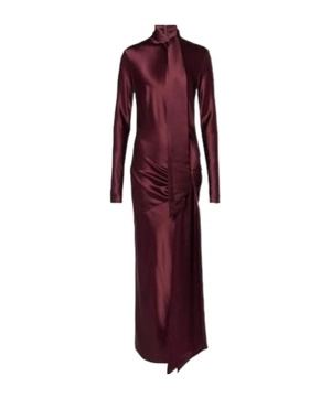 Galvan Emilie Tie-neck Satin Maxi Dress - Brown