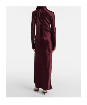 Galvan Emilie Tie-neck Satin Maxi Dress